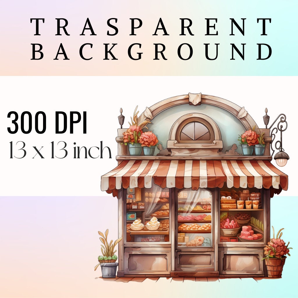 Sweet Bakery Shop Clipart, Cute Bread Shop Illustration PNG, Cute ...