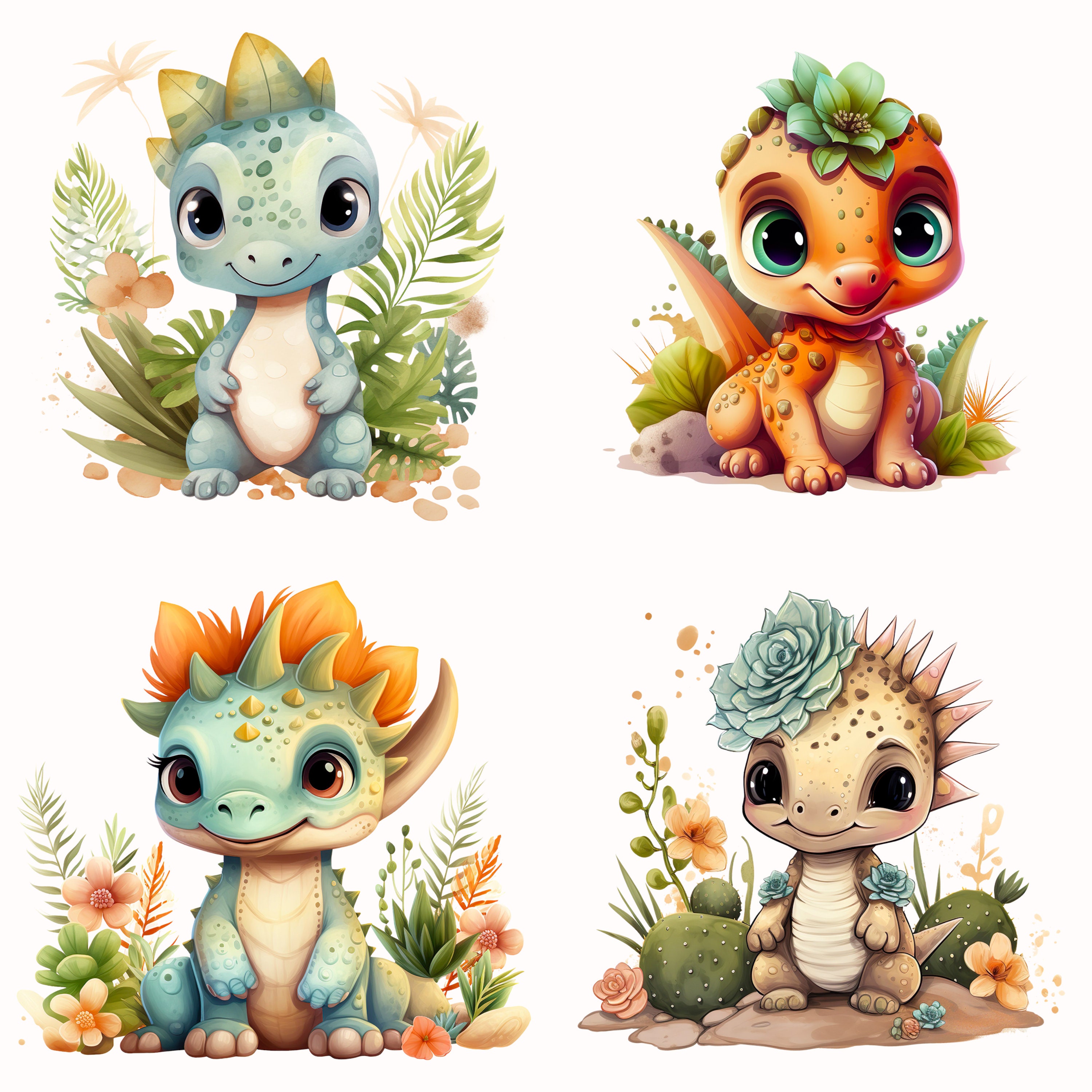 Cute Baby Dinosaur Cartoon Clip Art Sweet Dino Baby Cartoon - Etsy