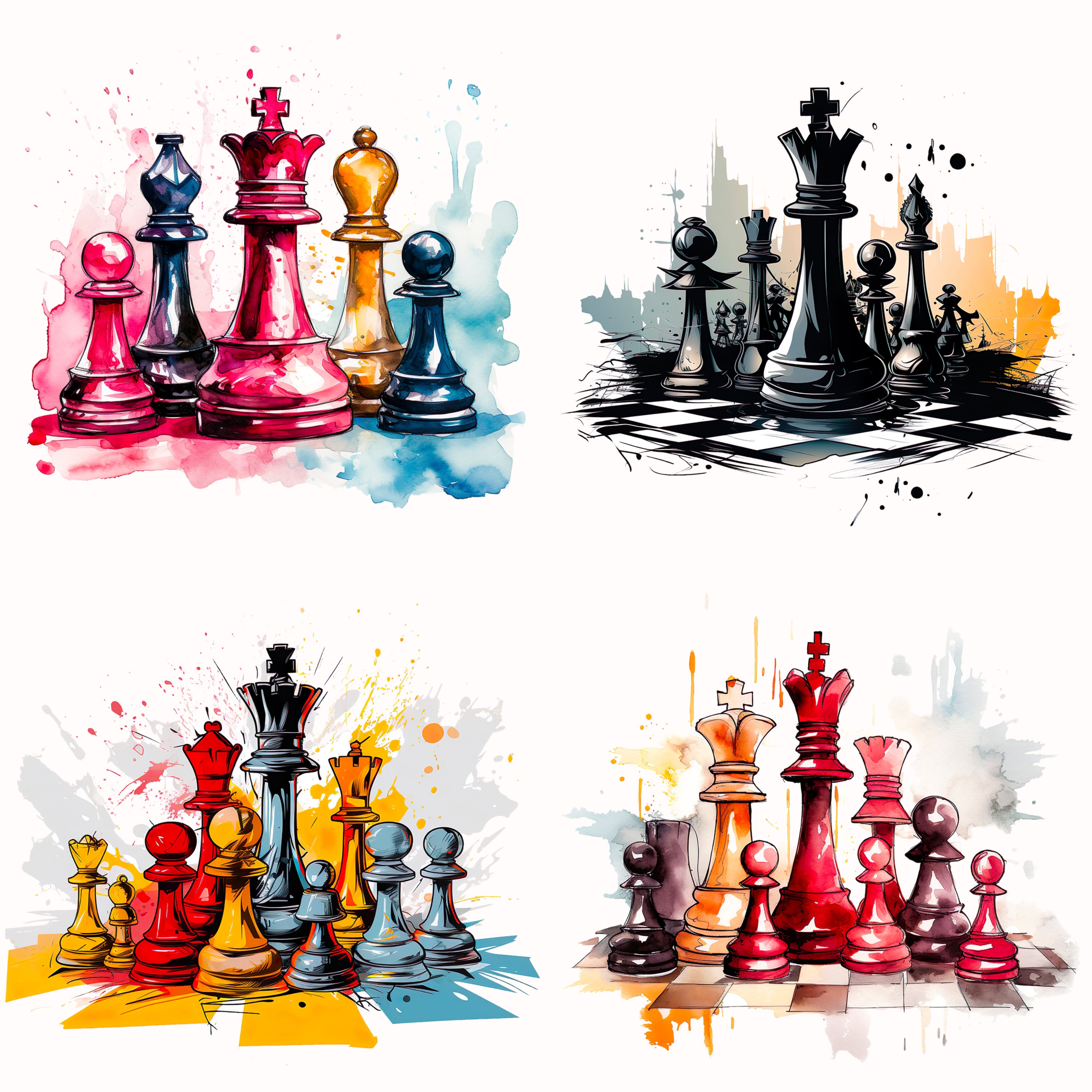 Chess Game Clip Art , Watercolor Chess Game Illustration PNG ...