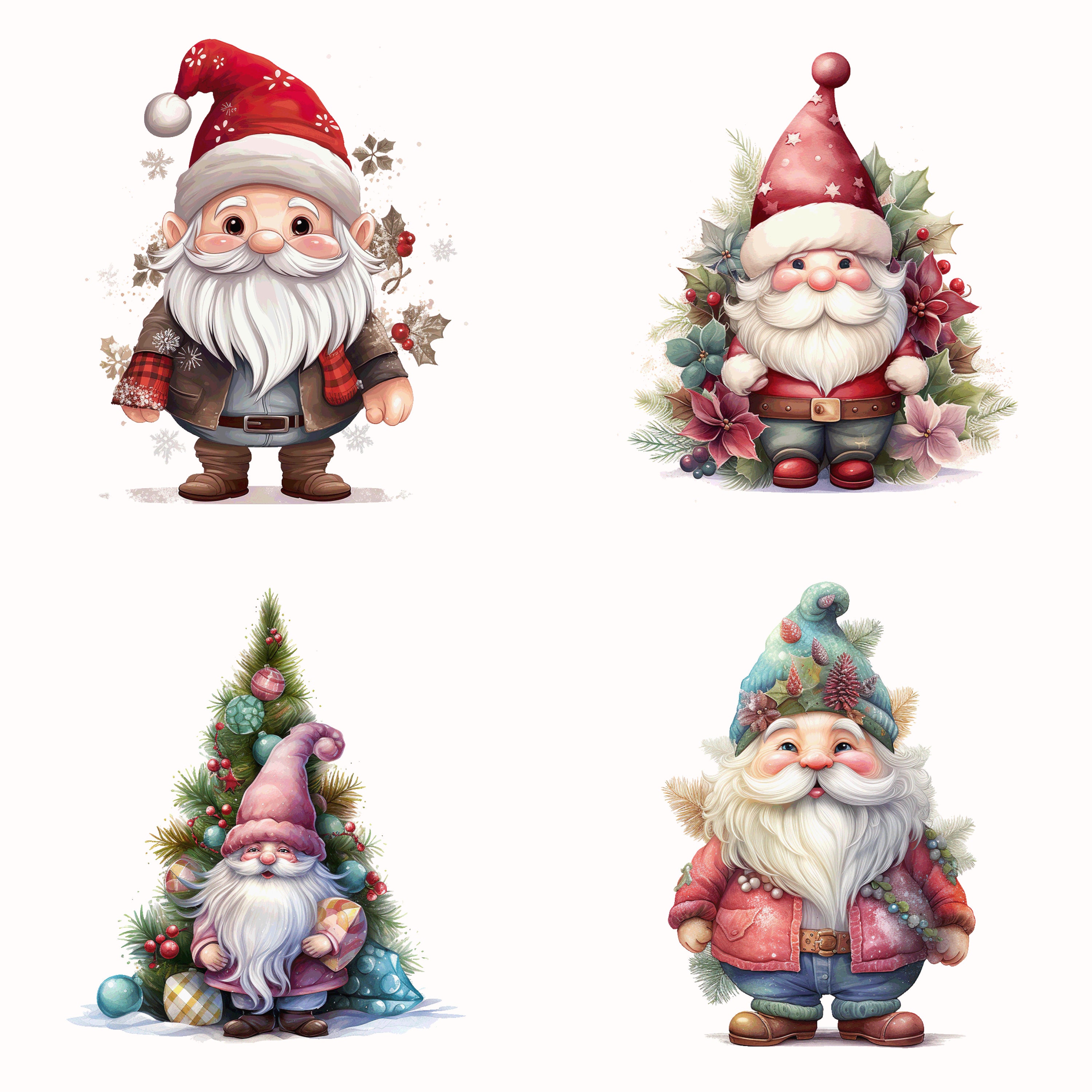 Christmas Gnomes Clip Art Watercolor Christmas Gnomes Clip Art PNG ...