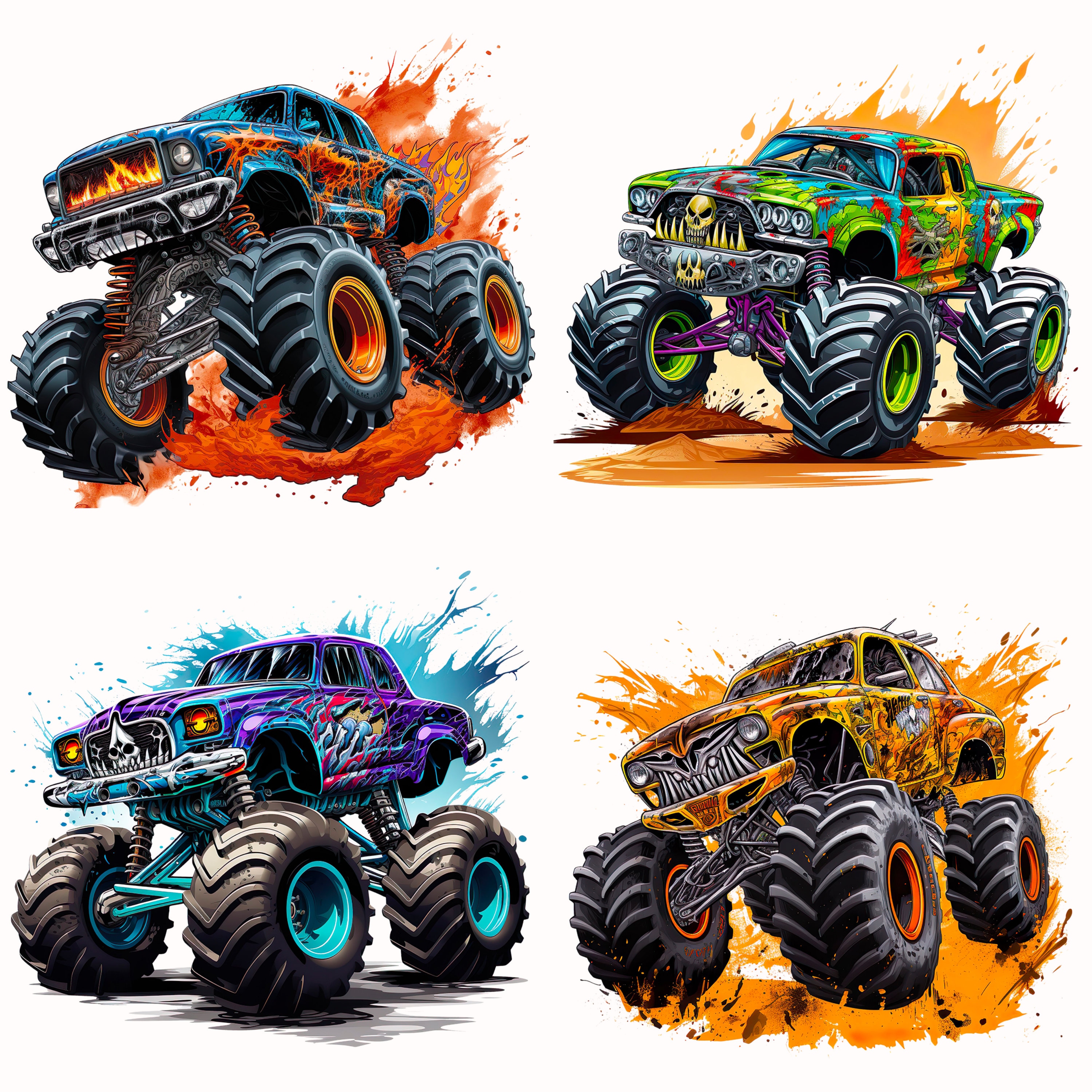 Monster Jam Race Clip Art, Watercolor Monster Jam, All-terrain 4X4 ...