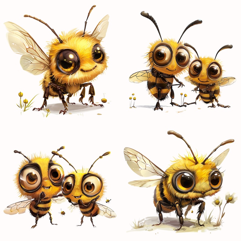 Watercolor Bees Clip Art: Whimsical Buzzy PNG (digital Download) - Etsy