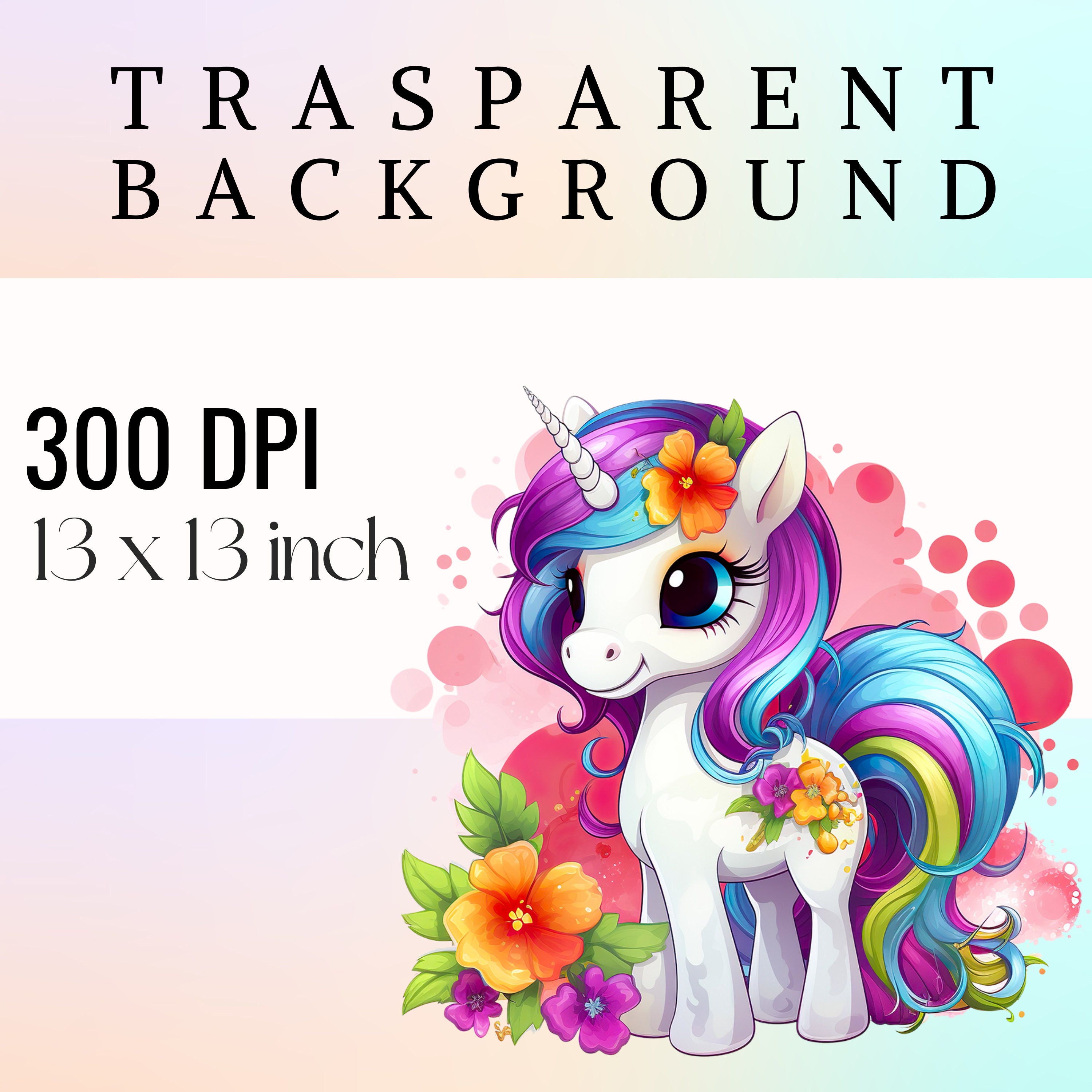 Watercolor Unicorn Clipart: Rainbow Magical Horn PNG (digital Download ...