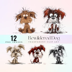 Cute Bewildered Dog Clip Art, Watercolor Funny Puzzled Pup Illustration ...