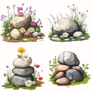 Garden Stone Clip Art, Decorative Rock PNG, Stacked Pebbles ...