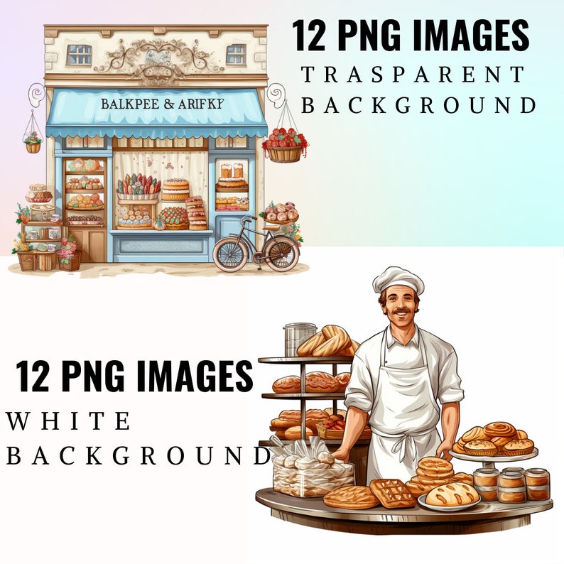 Sweet Bakery Shop Clipart, Cute Bread Shop Illustration PNG, Cute ...