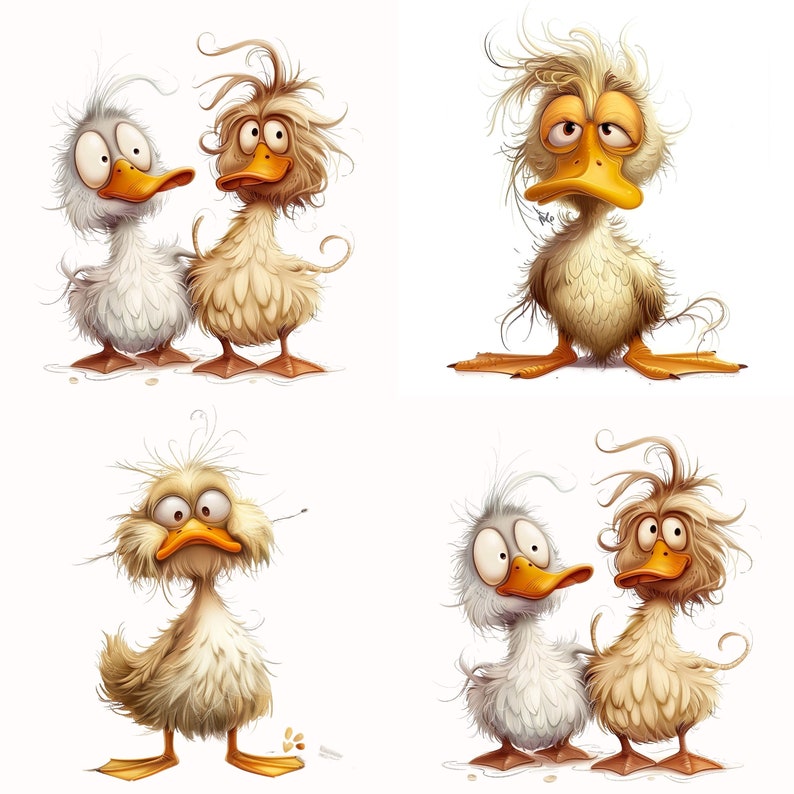 Watercolor Funny Duck Clipart: Quirky Caricature PNG (digital Download ...