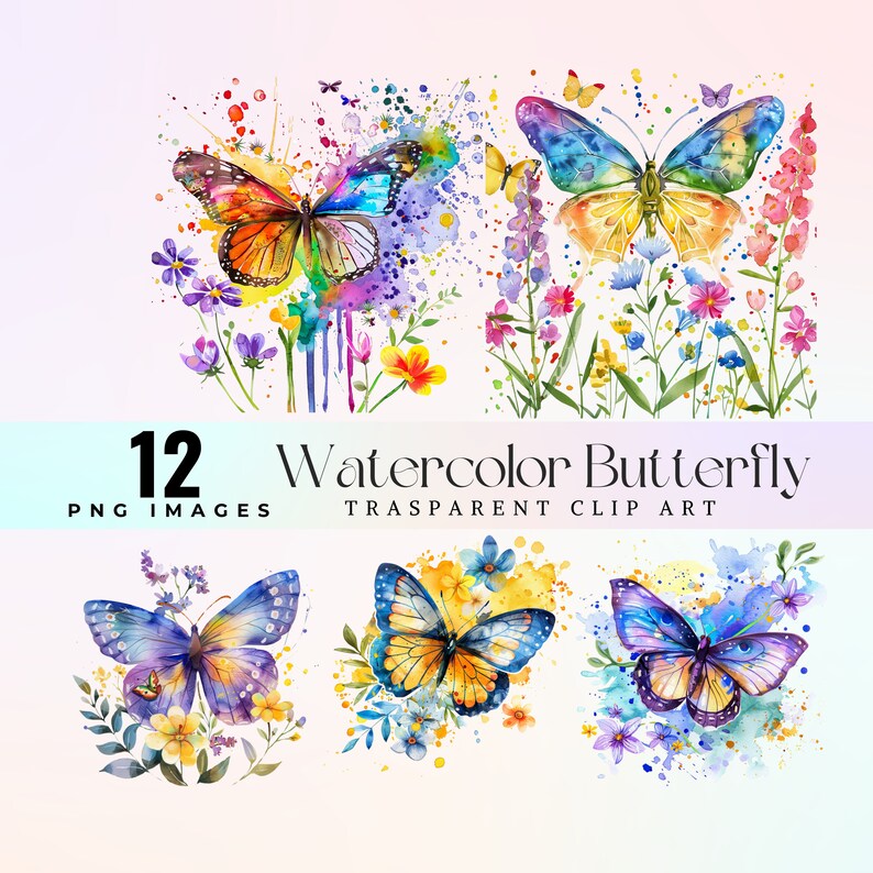 Cute Watercolor Butterfly Clip Art, Amusing Splash Water Color ...