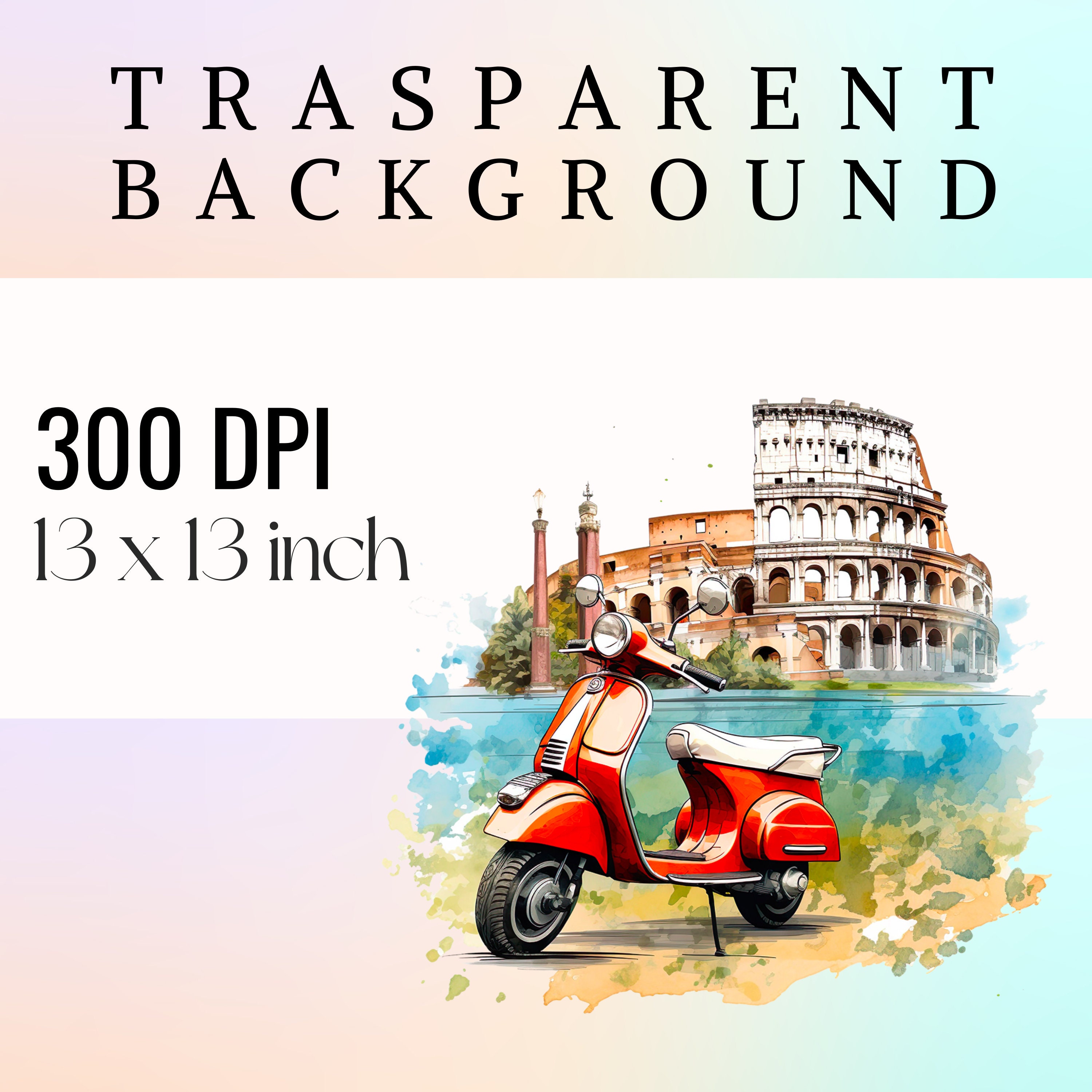 Magic Rome City Clip Art, Beautiful Watercolor Capital of Italy Illustration PNG, Charming ...