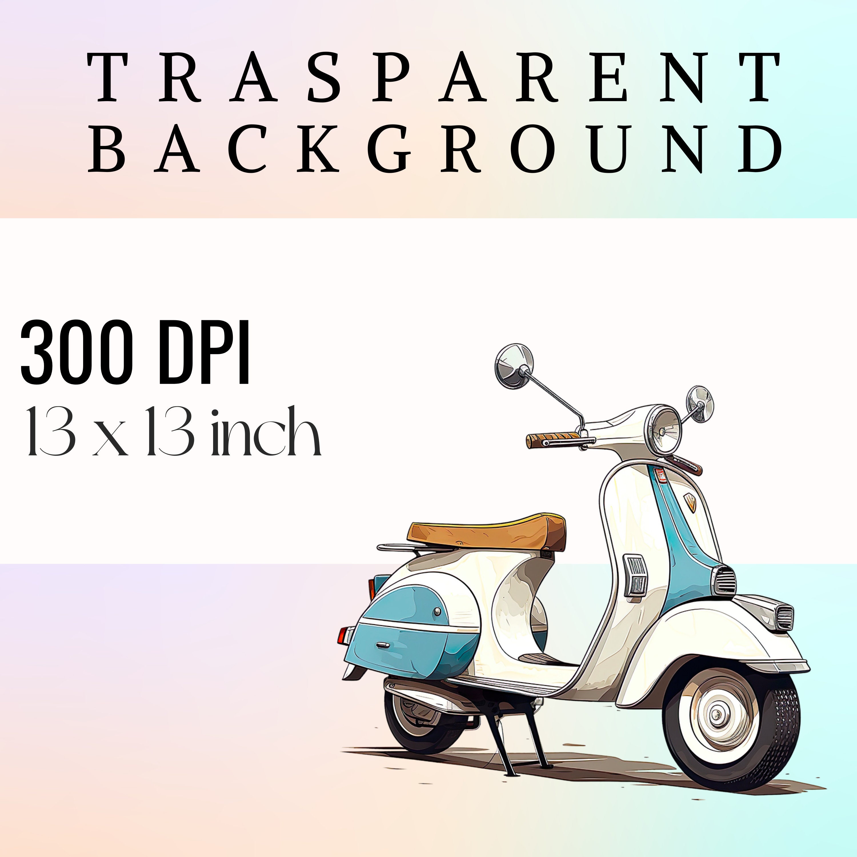 Vintage Scooter Clip Art: Italian Moped Illustration (PNG) - Etsy