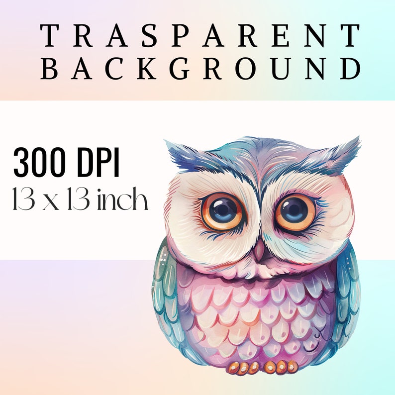 Adorable Pastel Owls Clip Art, Watercolor Lovely Soft Owl Illustration ...