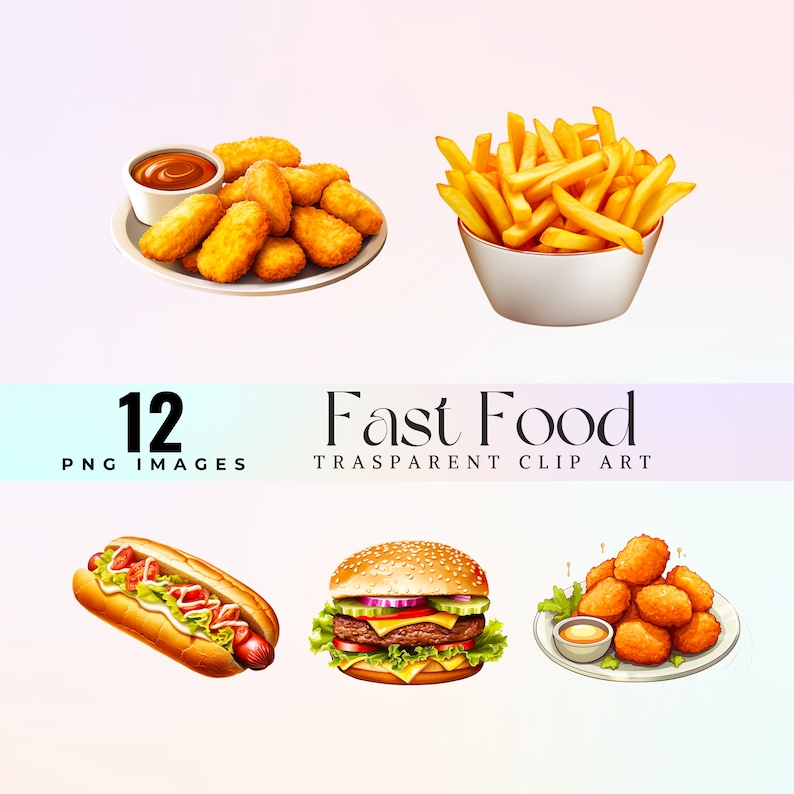 Delicious Fast Food Clip Art, Watercolor Tasty Hamburger Illustration ...