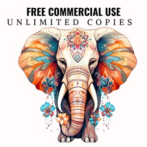 Boho Elephant Clip Art: Watercolor Floral PNG (digital Download) - Etsy