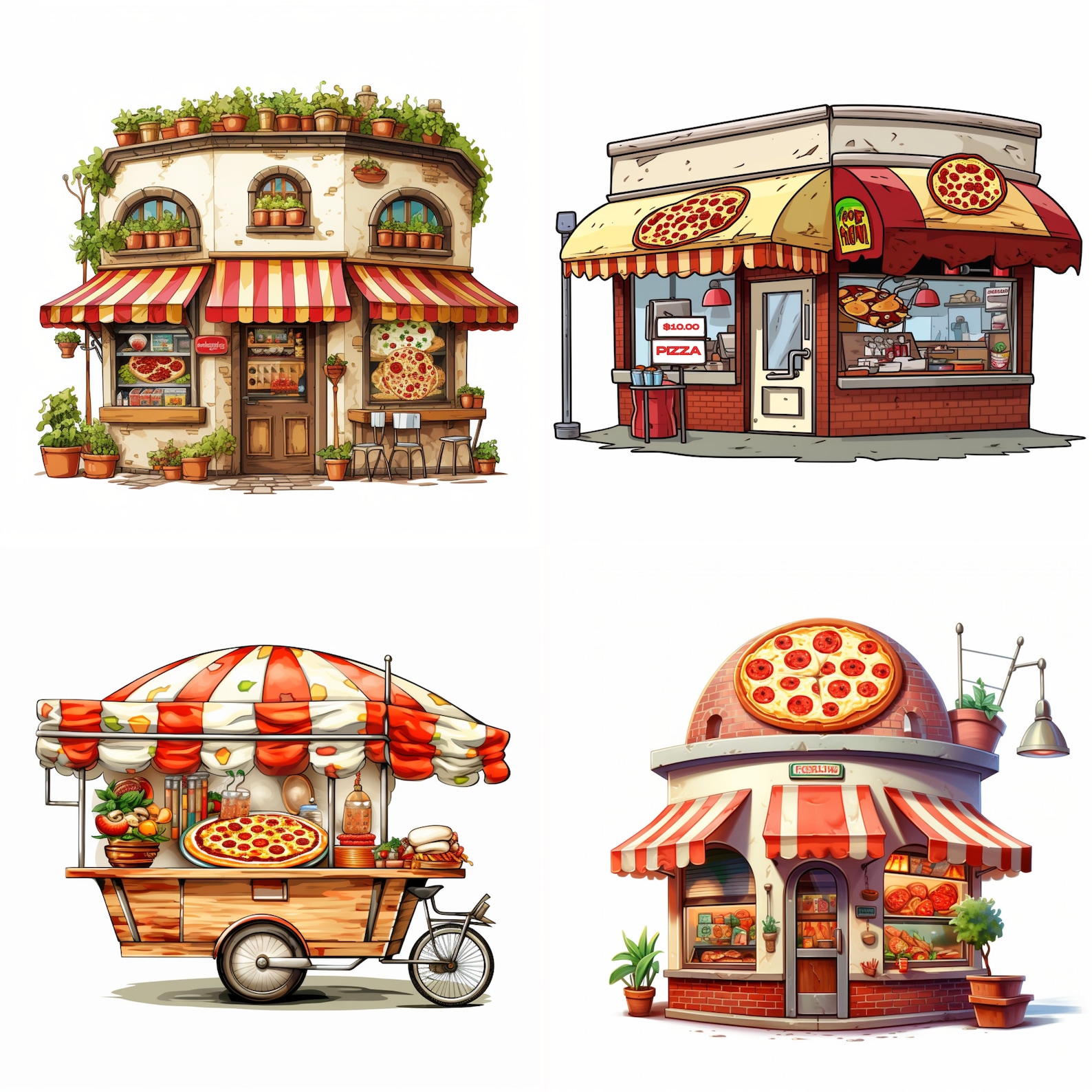 Good Pizza Shop Clip Art, Watercolor Crunchy Pizza Illustration PNG ...
