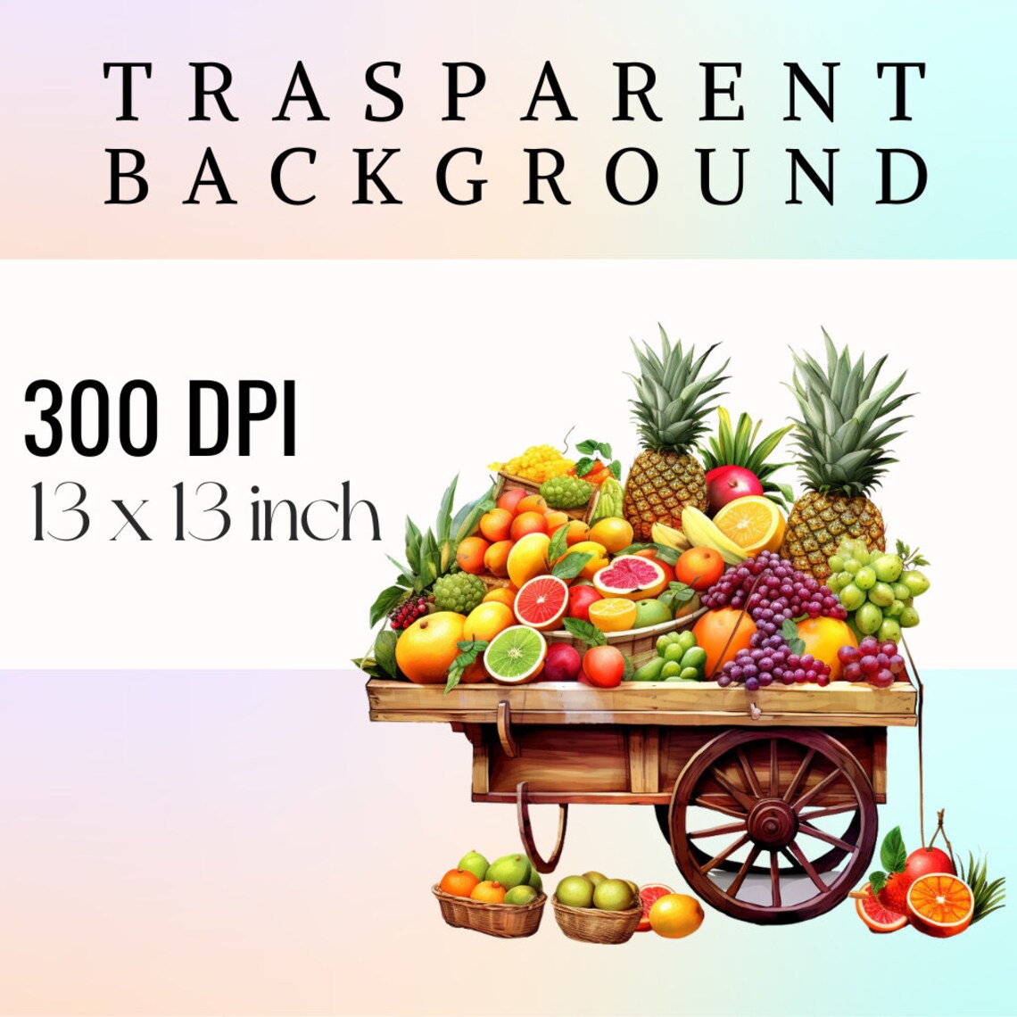 Fruit Shop Clip Art Summer Fruit Watercolor Fruit Cart Clipart - Etsy