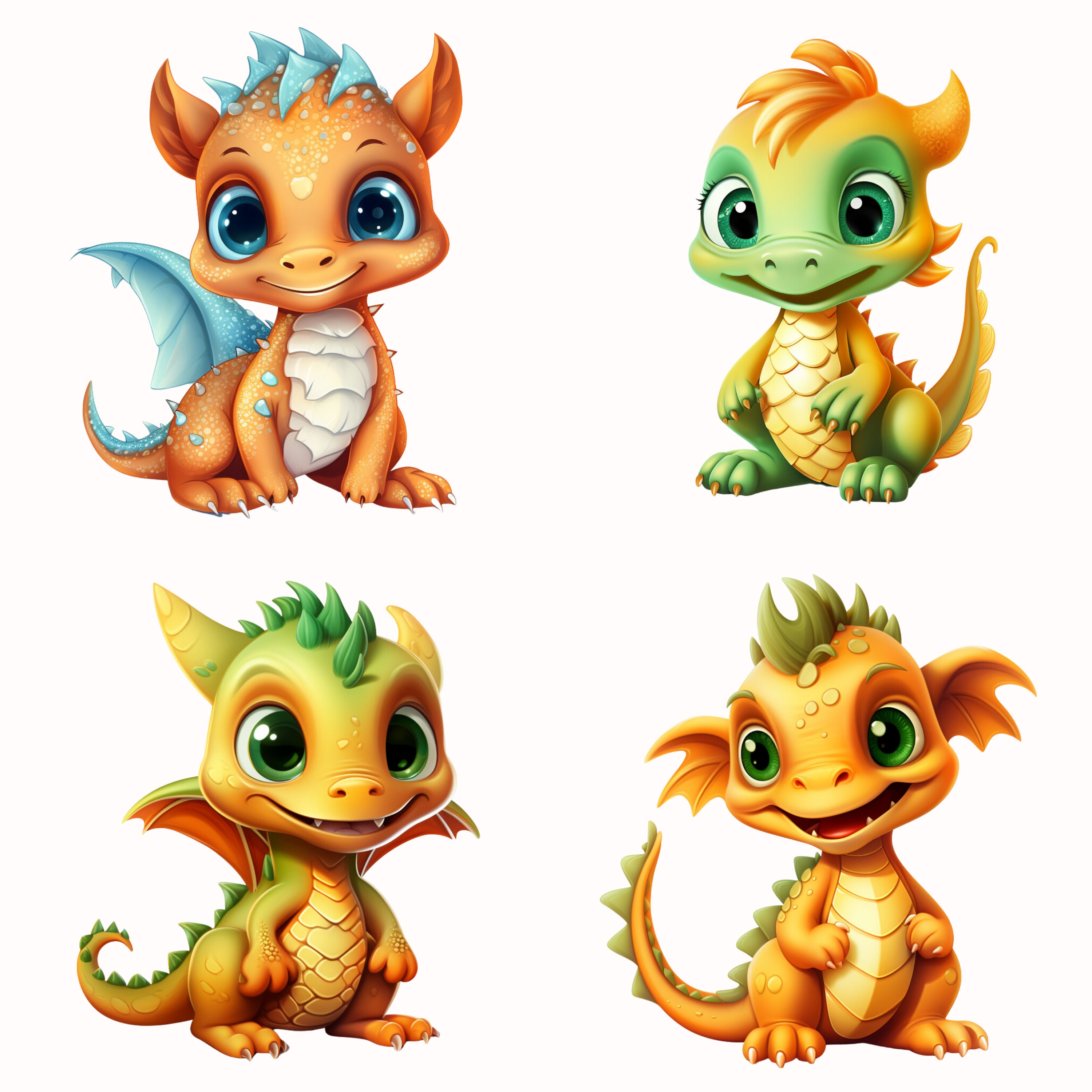 Cute Baby Dragons Clip Art Png, Tiny Dragon Cartoon Illustration PNG ...
