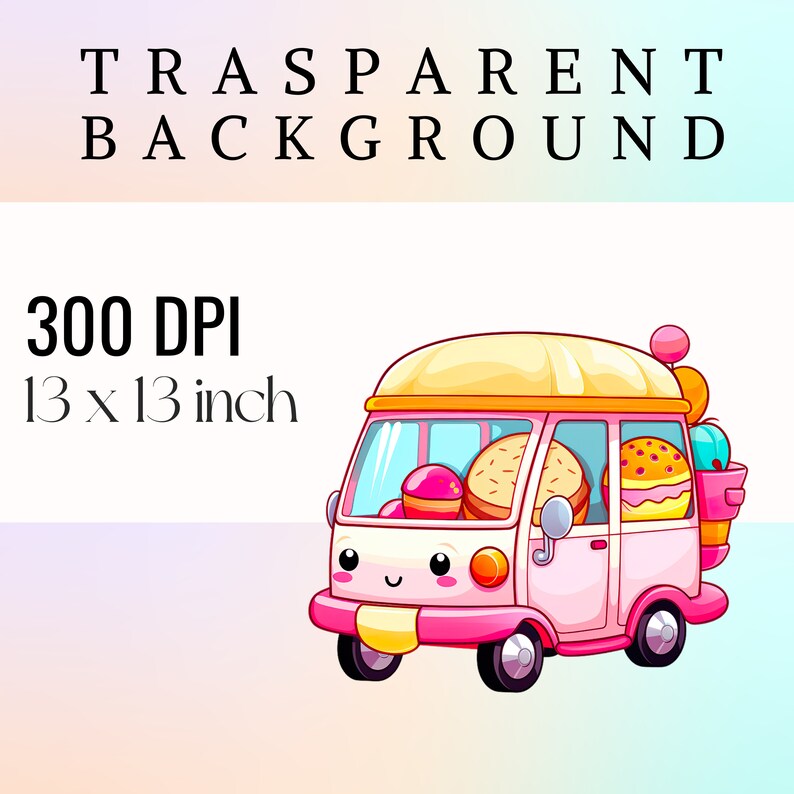 Funny Kawaii Vehicle Clip Art, Watercolor Adorable Kawaii Trucks PNG ...