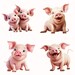 Funny Pig Clip Art, Watercolor Humor Baby Pigs Illustration PNG, Happy ...