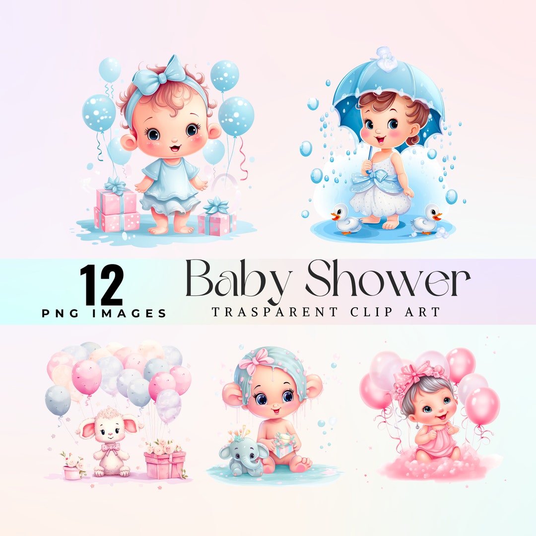 Watercolor Baby Shower Clipart: Pastel Newborn PNG (digital Download ...