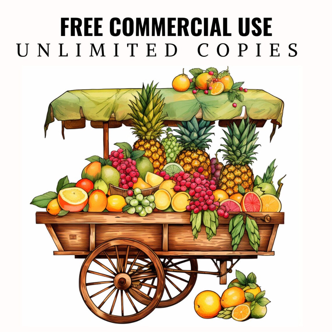 Fruit Shop Clip Art Summer Fruit Watercolor Fruit Cart Clipart - Etsy