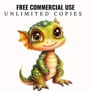Cute Baby Dragon Clip Art, Adorable Fantasy Wyrm Illustration ...