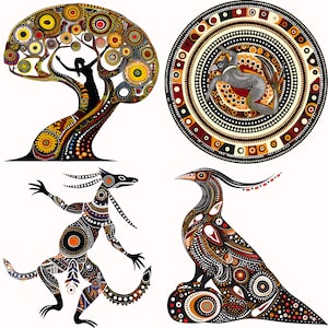 Cute Australian Aboriginal Art Clip Art, Watercolor Indigenous Charm ...