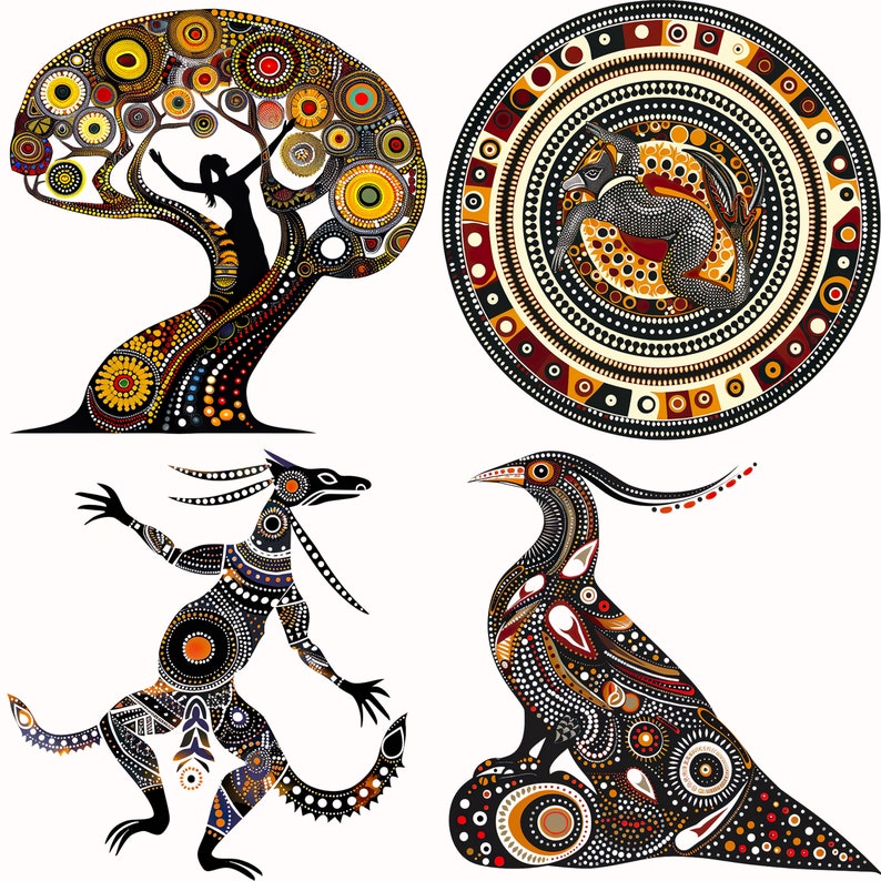 Cute Australian Aboriginal Art Clip Art, Watercolor Indigenous Charm ...