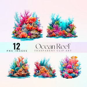 Ocean Reef Clip Art, Sea Life Design , Watercolor Reef Illustration PNG ...