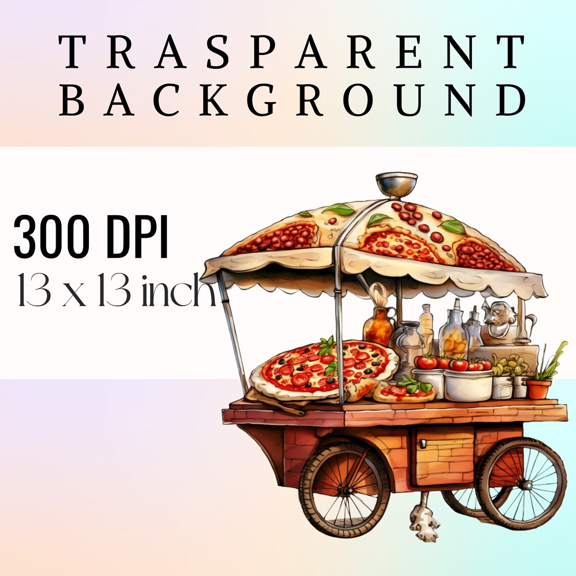 Good Pizza Shop Clip Art, Watercolor Crunchy Pizza Illustration PNG ...