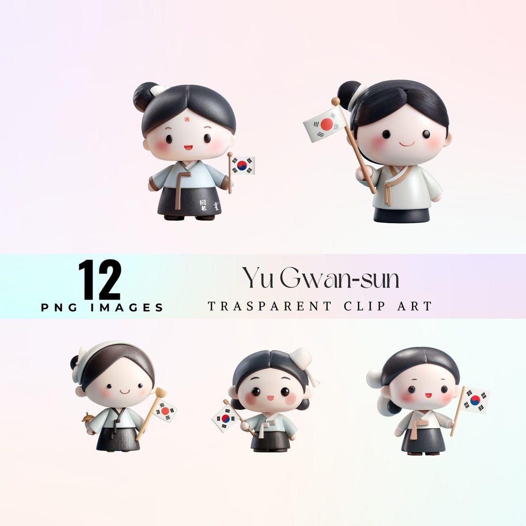 Kawaii Yu Gwan-sun Clipart: Korean Independence Hero, Chibi Sticker ...