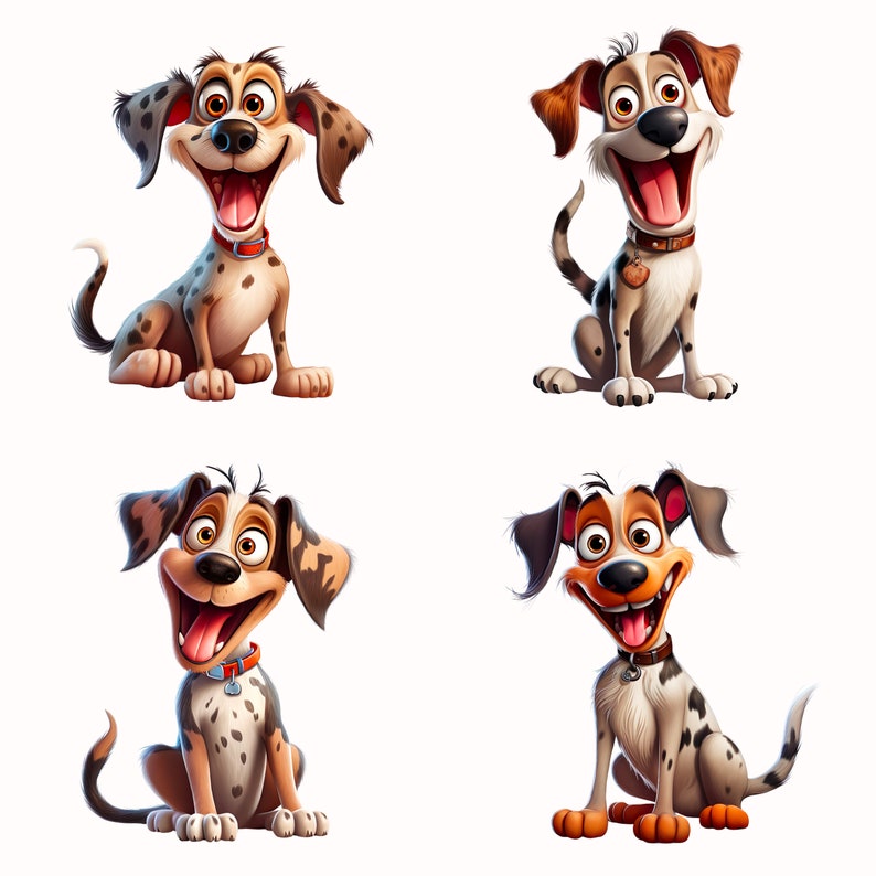 Crazy Dog Clip Art, Eccentric Pet Cartoon Illustration PNG, Silly Doggy ...