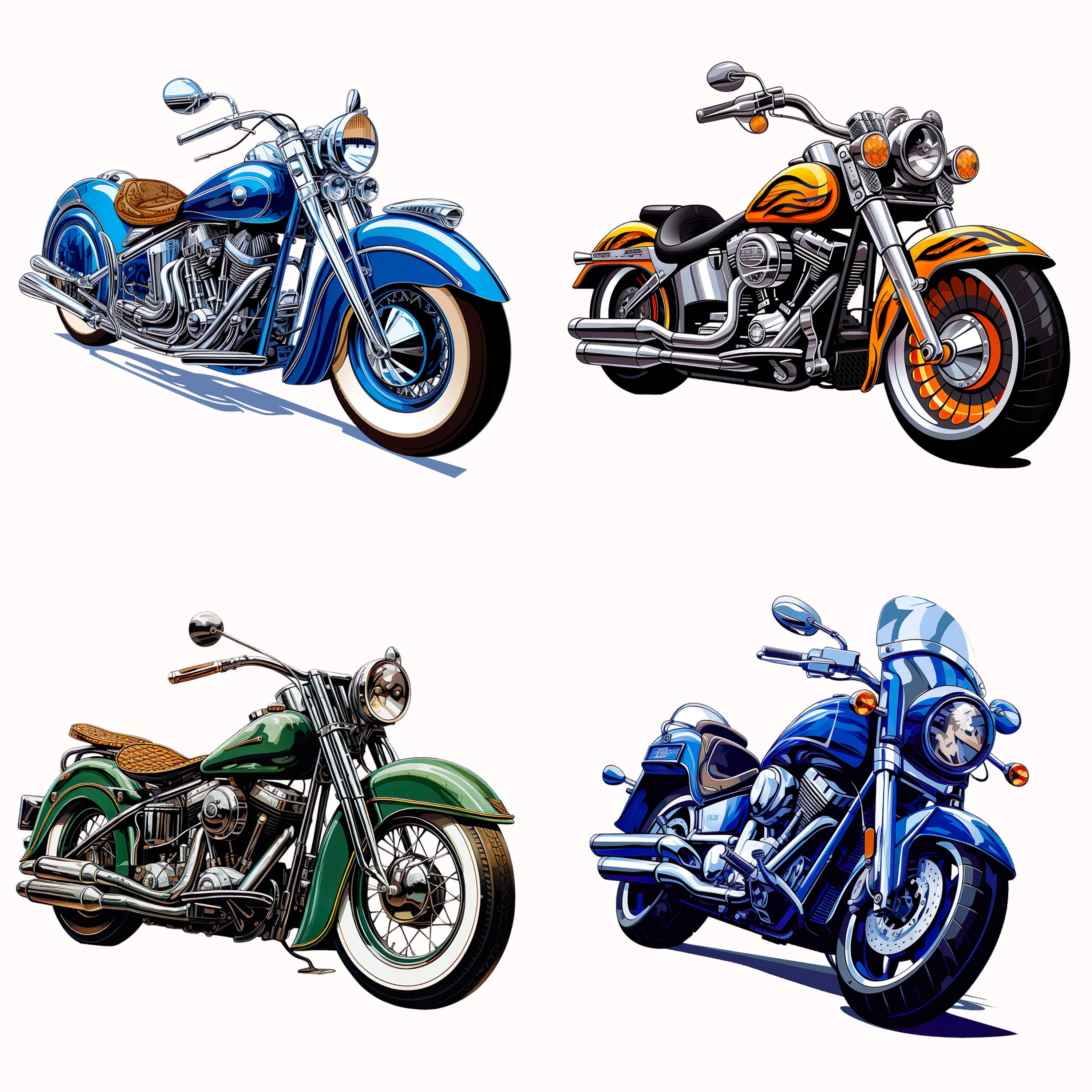 Vintage Motorcycle Clip Art, Watercolor Motorbike Illustration PNG ...