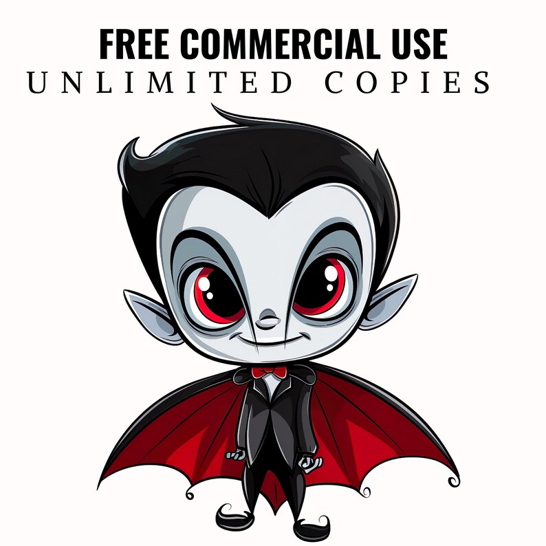 Whimsical Vampire Clip Art, Watercolor Fun Vampire Illustrations PNG ...