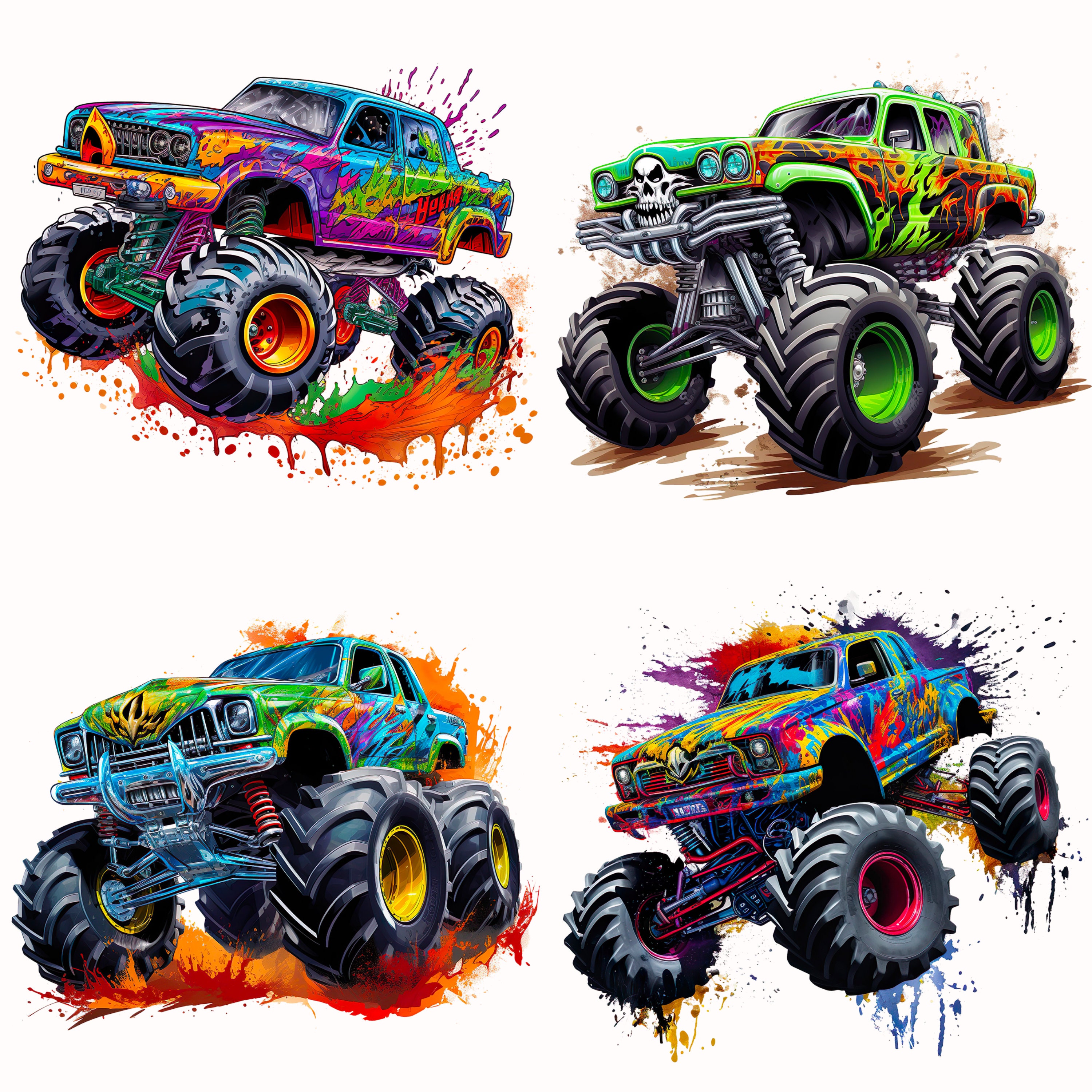 Monster Jam Race Clip Art, Watercolor Monster Jam, All-terrain 4X4 ...
