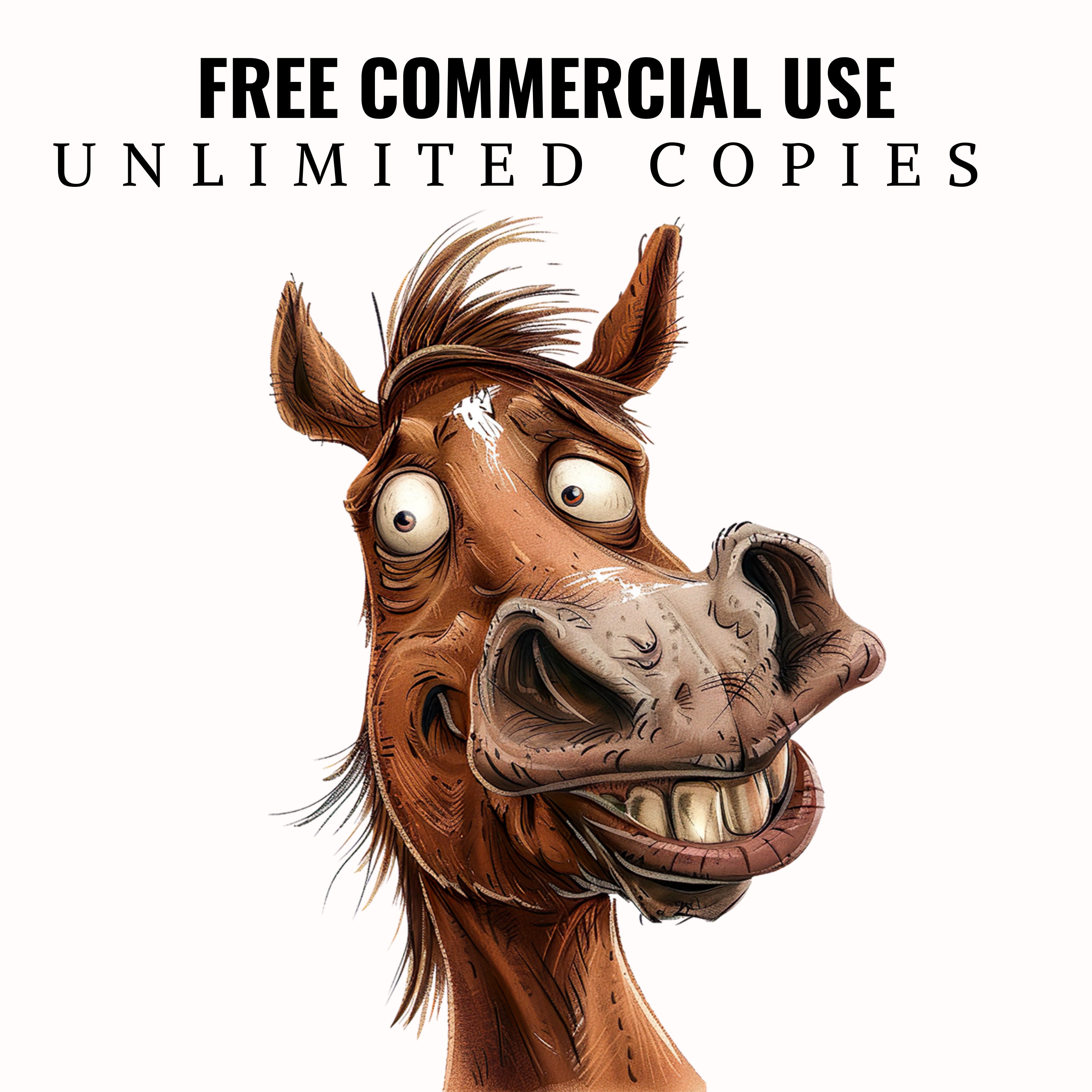 Quirky Horse Clip Art ,watercolor Laughing Horse Face Illustration PNG ...