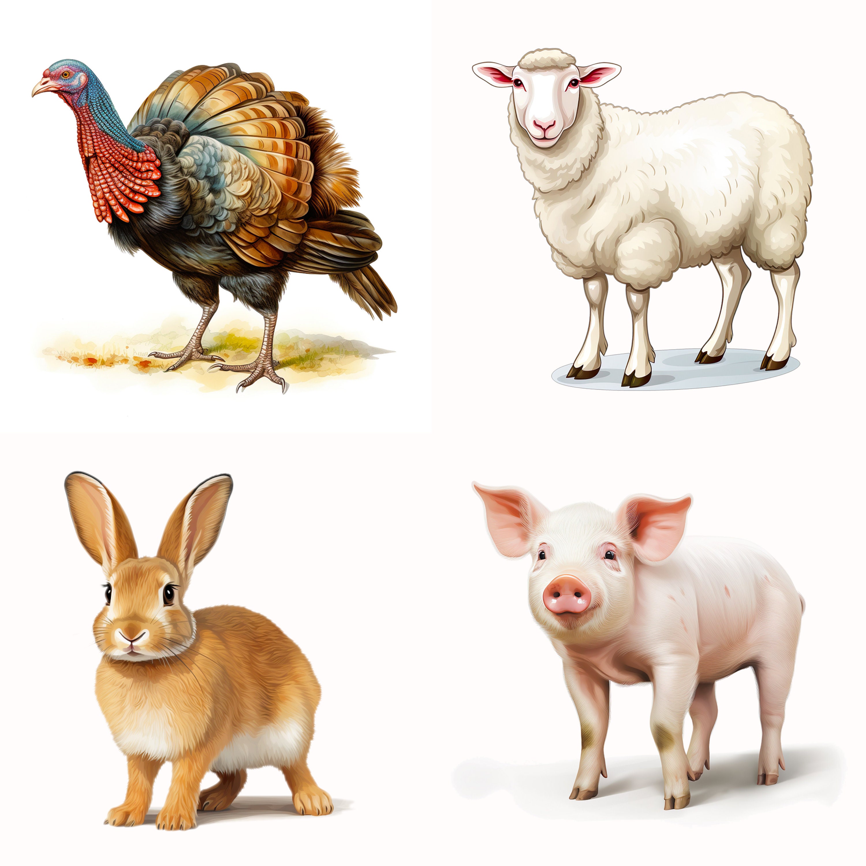 Lovely Farm Animals Clip Art, Cute Barn Animal Illustration PNG ...