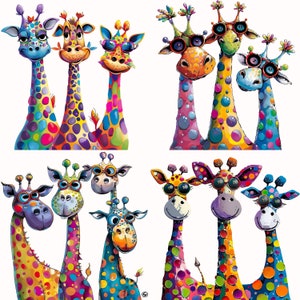 Whimsical Giraffe Clip Art: Watercolor PNG Graphics (digital Download ...