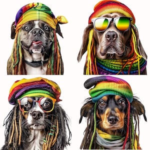Watercolor Rasta Dog Clip Art: Jamaican Reggae Pet PNG (digital ...