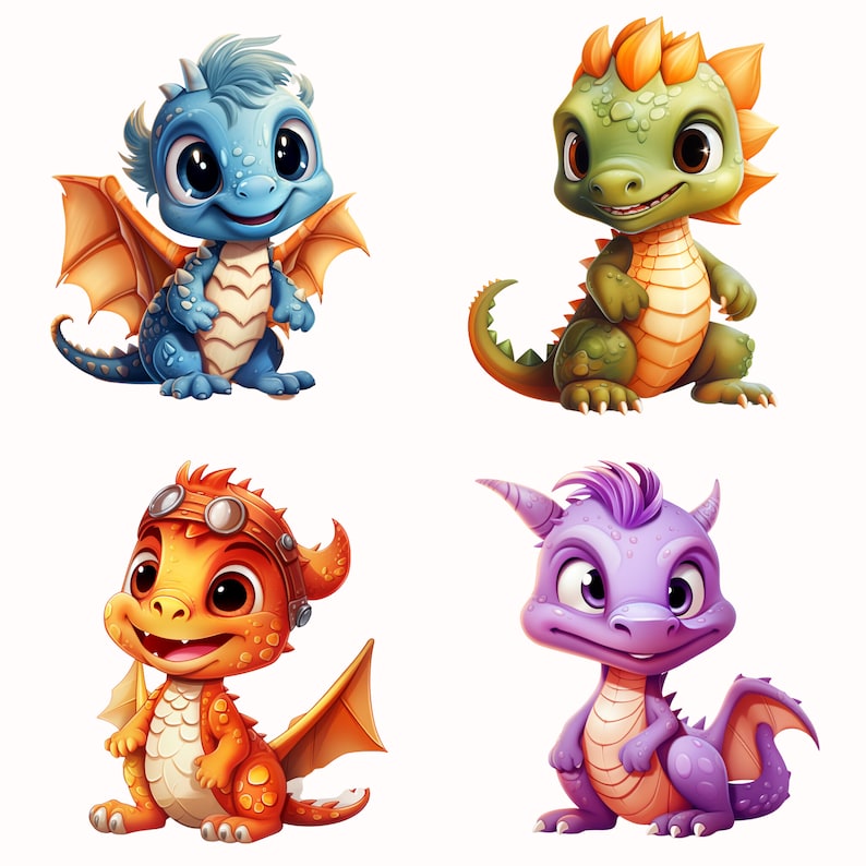 Cute Baby Dragons Clip Art Png, Tiny Dragon Cartoon Illustration PNG ...