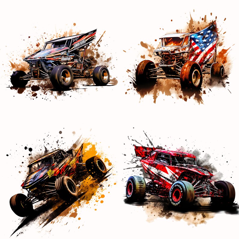 Sprint Cars Race Clip Art, Watercolor Outlaws Race, All-terrain 4X4 ...