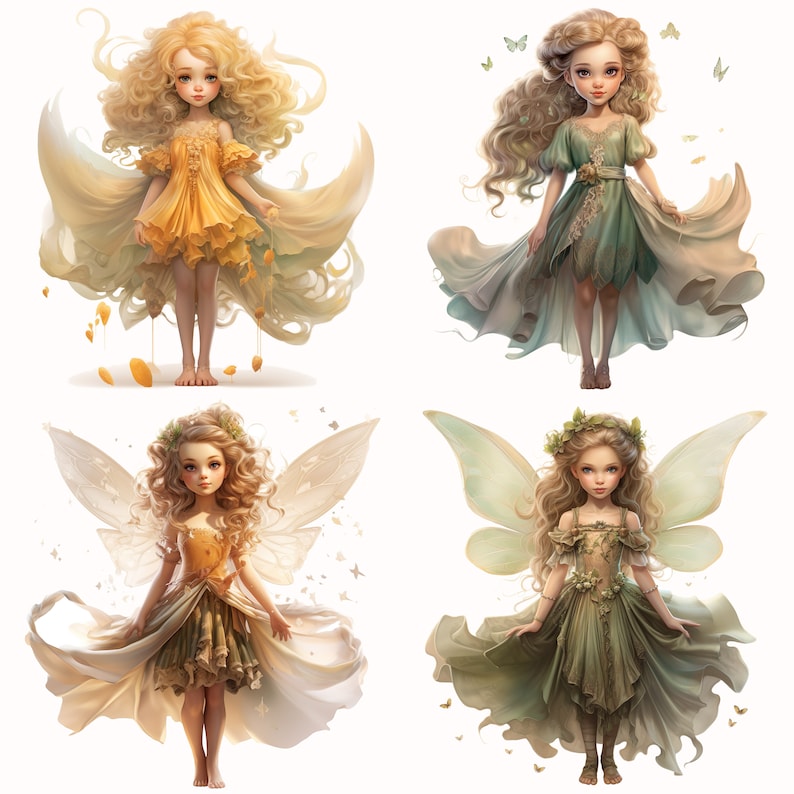 Cute Woodland Fairy Clip Art, Watercolor Tiny Forest Fae Illustration ...