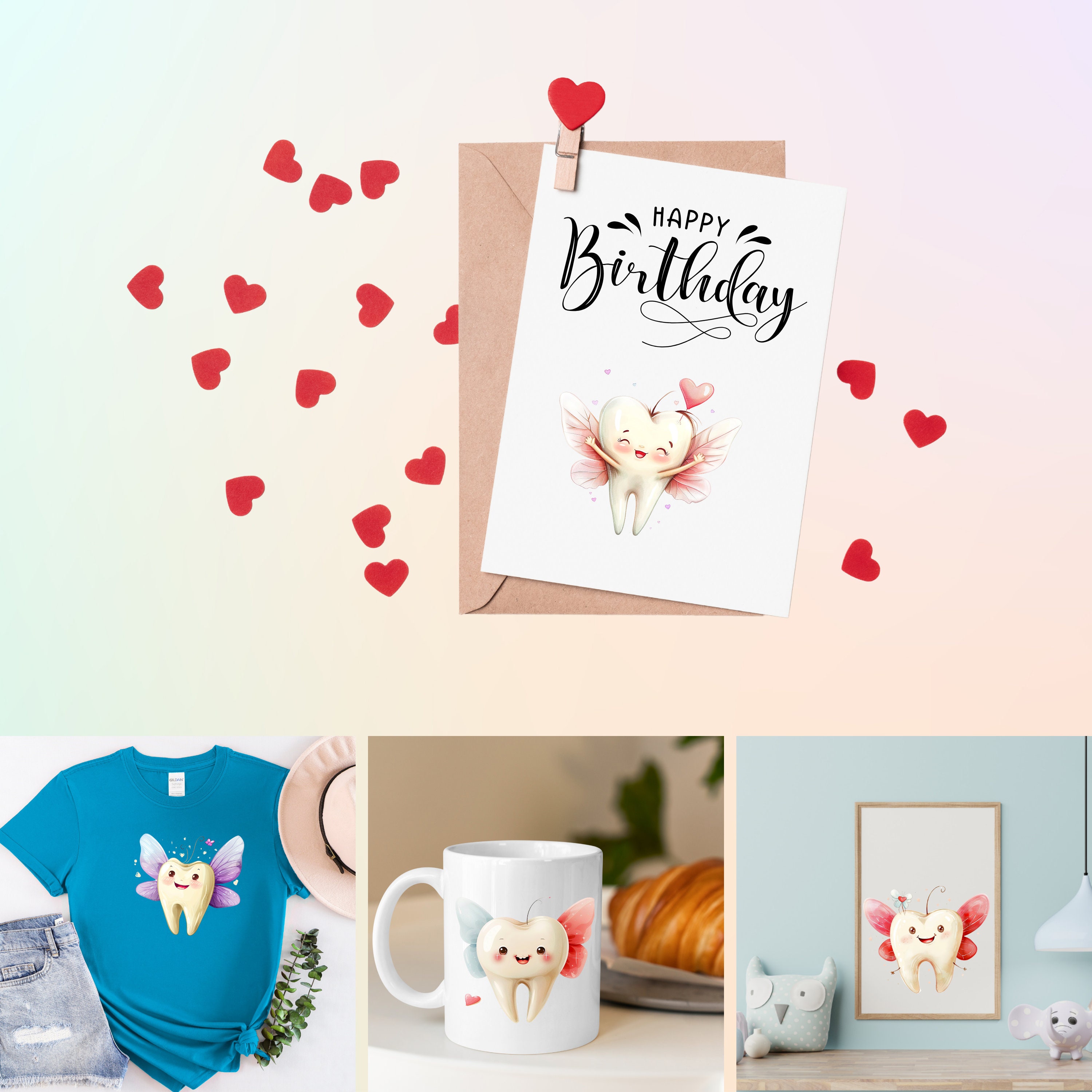 Whimsical Kawaii Tooth Fairy Clip Art, Watercolor Magical Molar Fairy ...