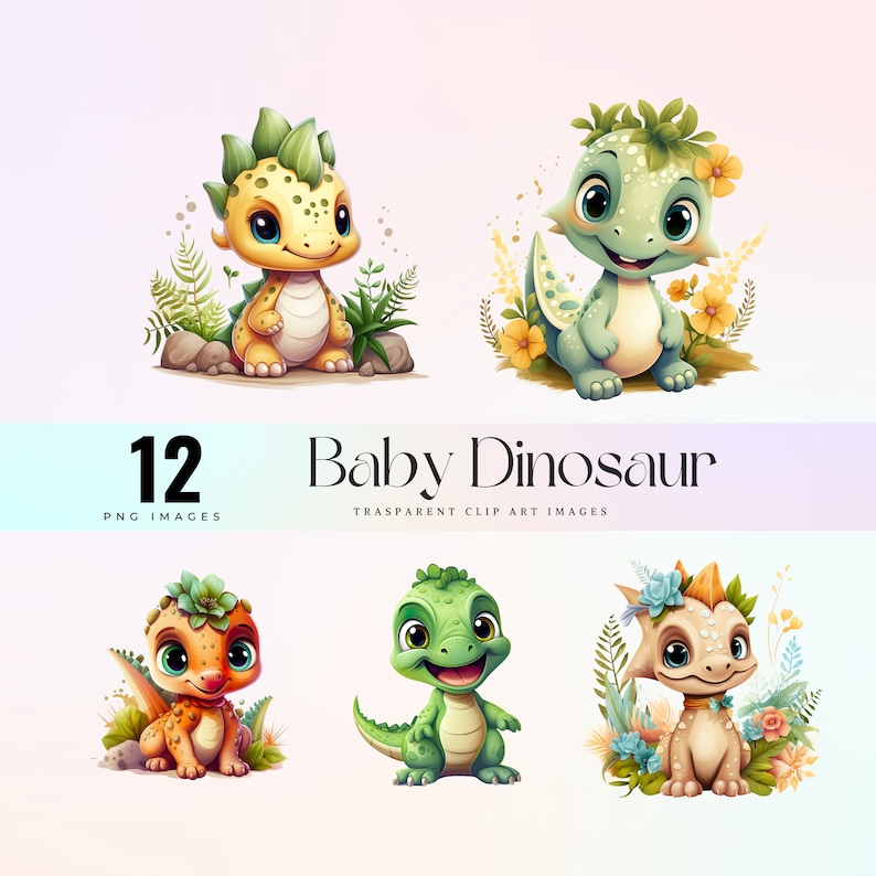 Cute Baby Dinosaur Cartoon Clip Art Sweet Dino Baby Cartoon - Etsy