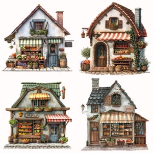 Watercolor Grocery Store Clipart: Mini Market Illustration (PNG Digital ...