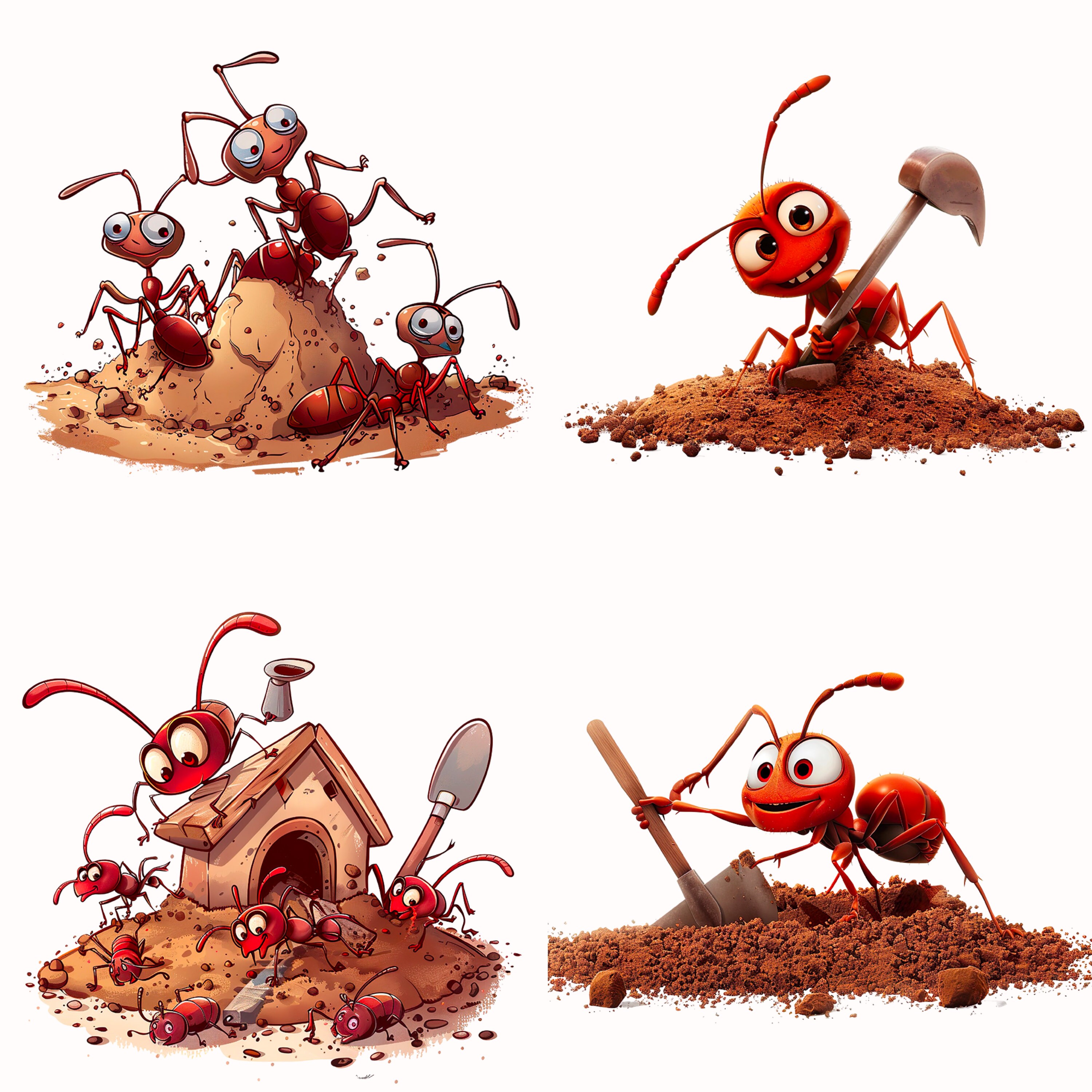 Funny Ants at Work Clip Art, Watercolor Comical Crawlers Illustration ...