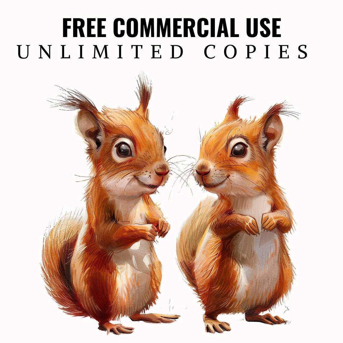 Funny Squirrels Clip Art, Watercolor Happy Cartoon Woodland Cuties ...