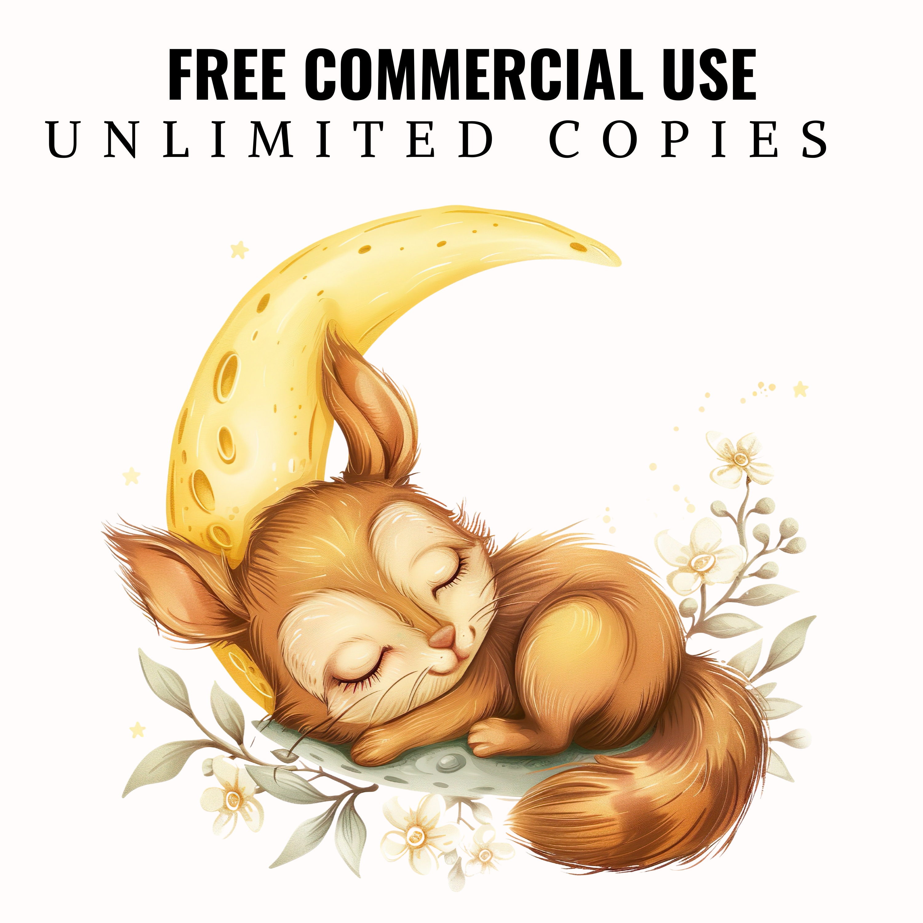Cute Sleeping Woodland Animals Clip Art, Watercolor Sweet Sleeping ...