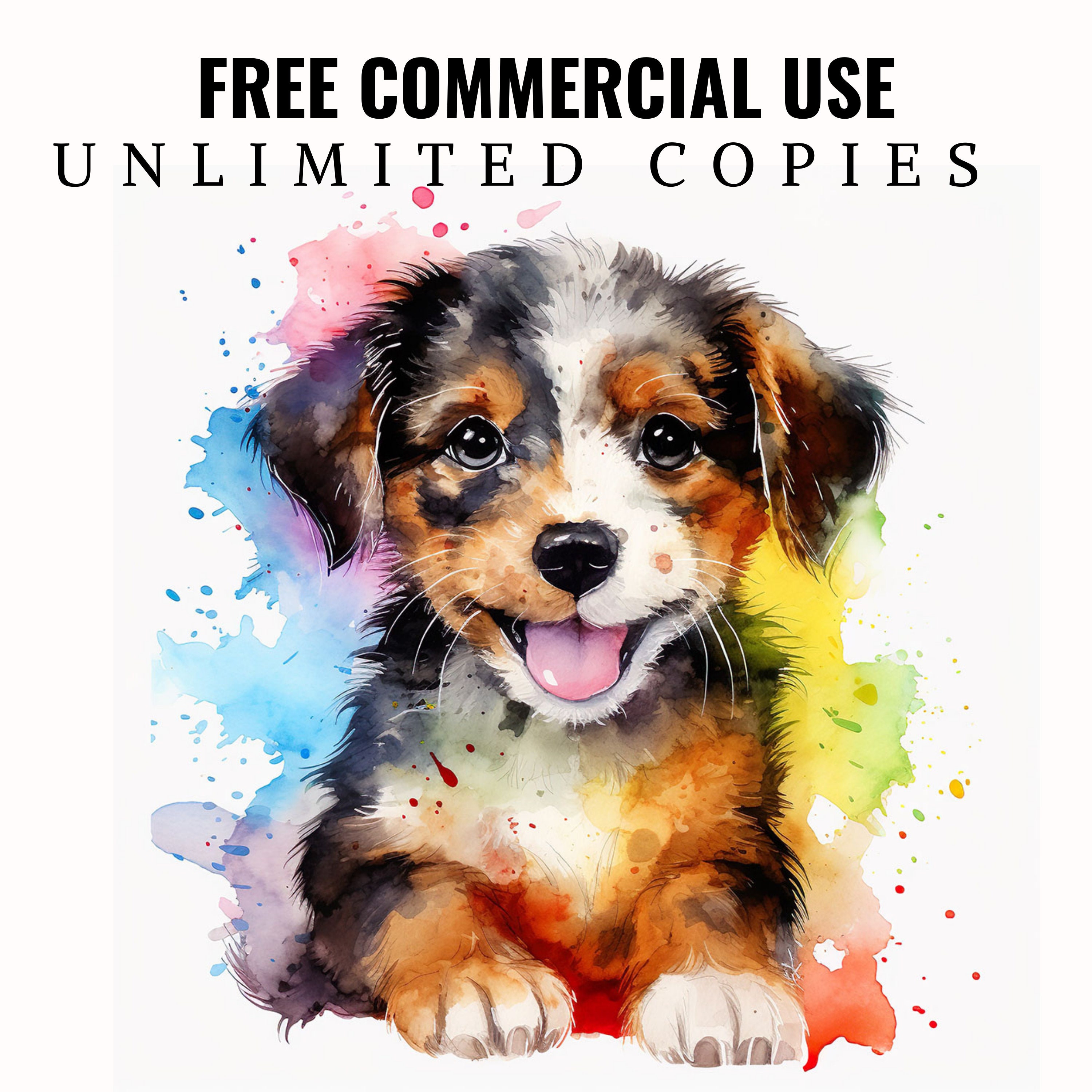Vivid Puppy Clip Art, Watercolor Colorful Puppies Illustration PNG ...