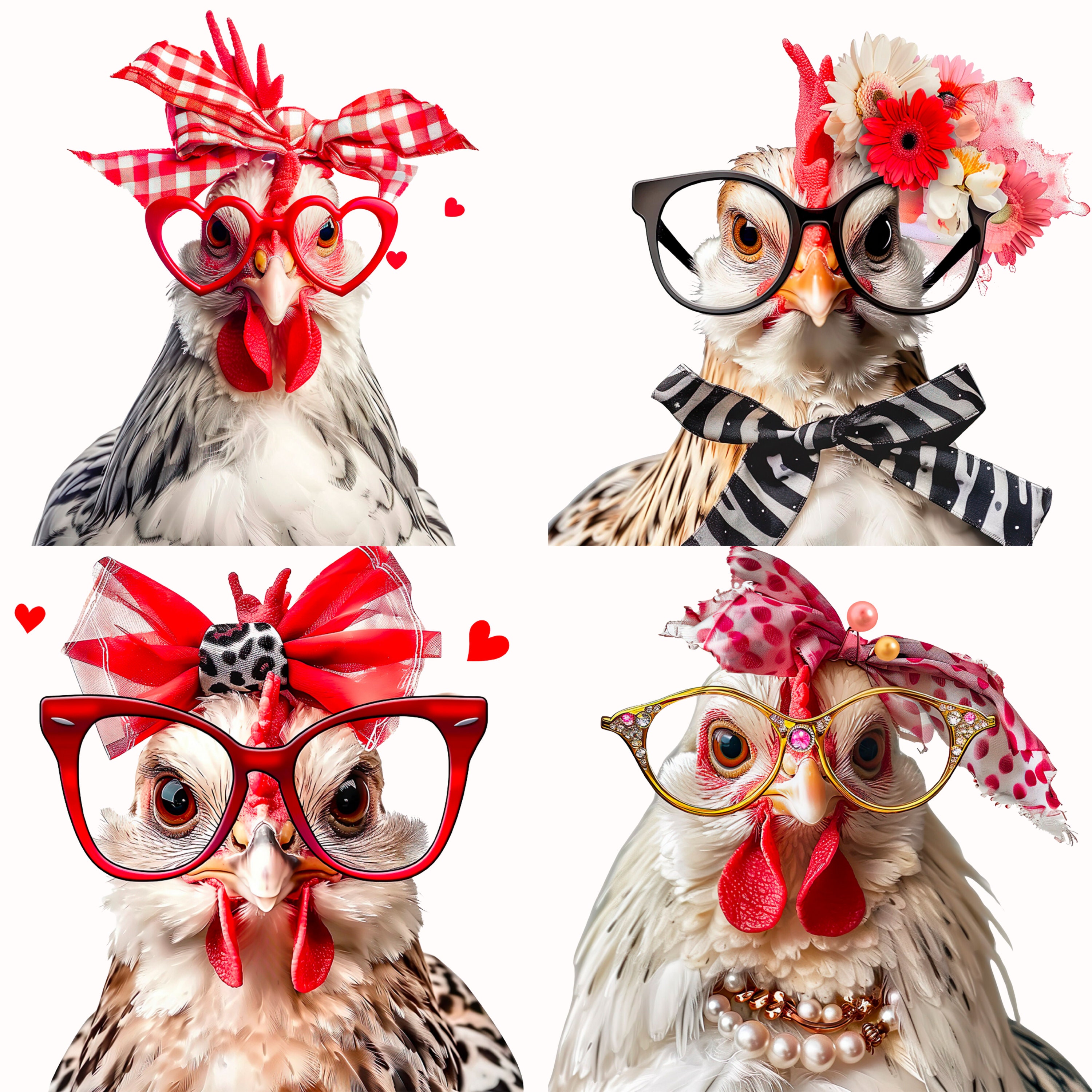 Funny Chicken Portrait Clip Art, Watercolor Hilarious Hen Face ...