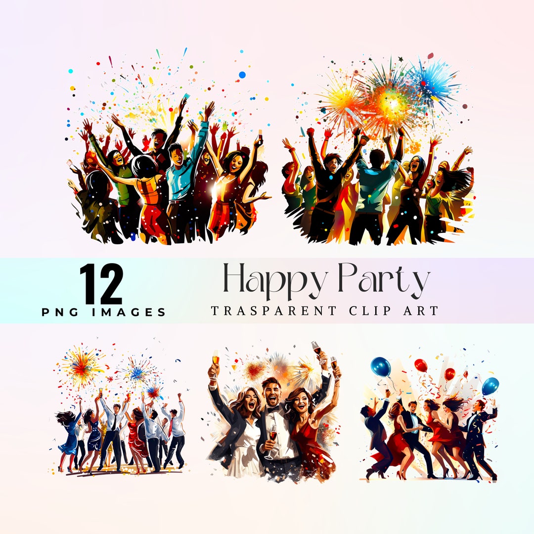 Happy Party Clip Art, Funny Friends Partying Illustration PNG, Cool ...